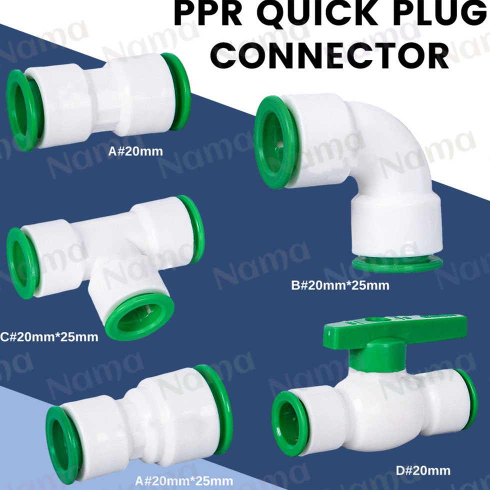 Nama PPR Quick Connector Hot/Cold Water Pipe PE Fittings 1/2''(20mm)' 3/4''(25mm) | Shopee ...