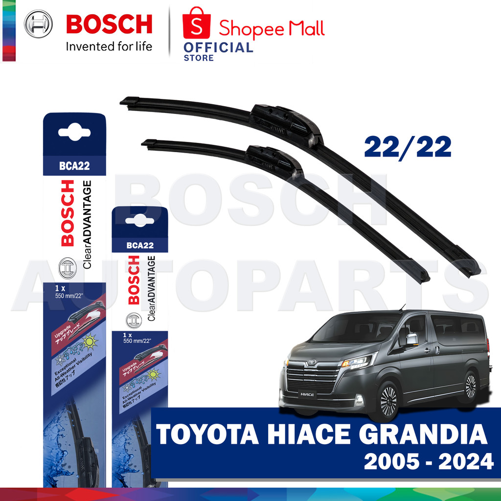 Bosch Clear Advantage Wiper Set for Toyota HiAce Grandia 2005-2024 (22 ...