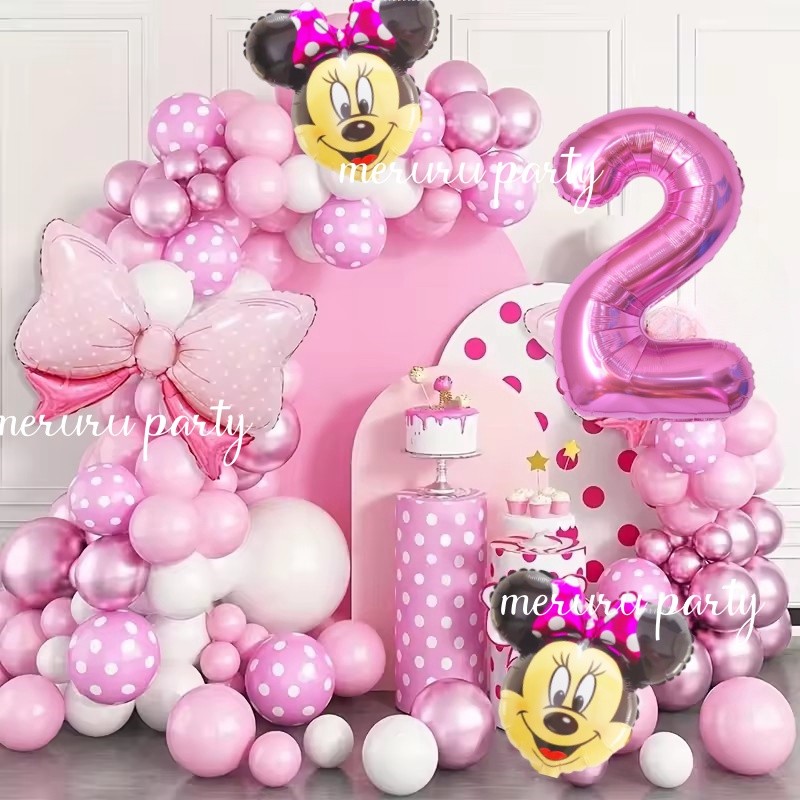 Disney Minnie Mouse Theme Balloon Arch Garland Kit Girls Birthday Party ...