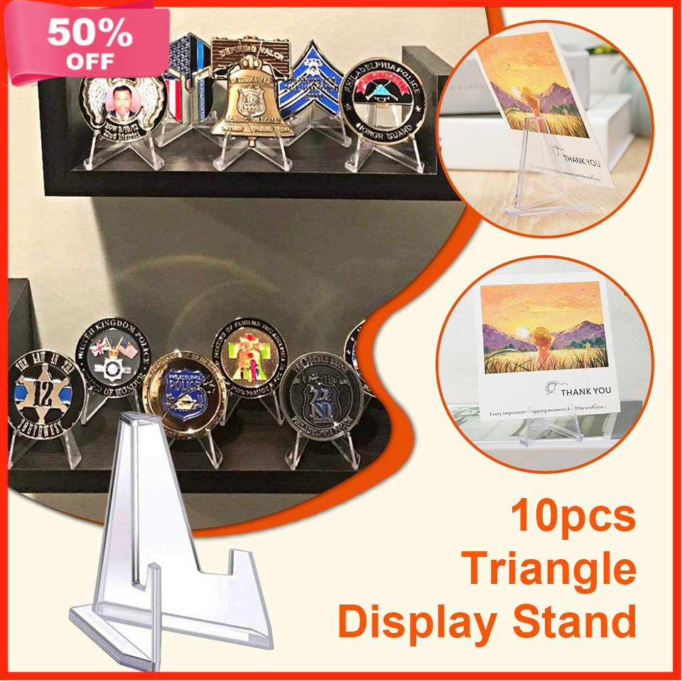 10pcs Acrylic Commemorative Coin Display Stand Transparent Triangle ...
