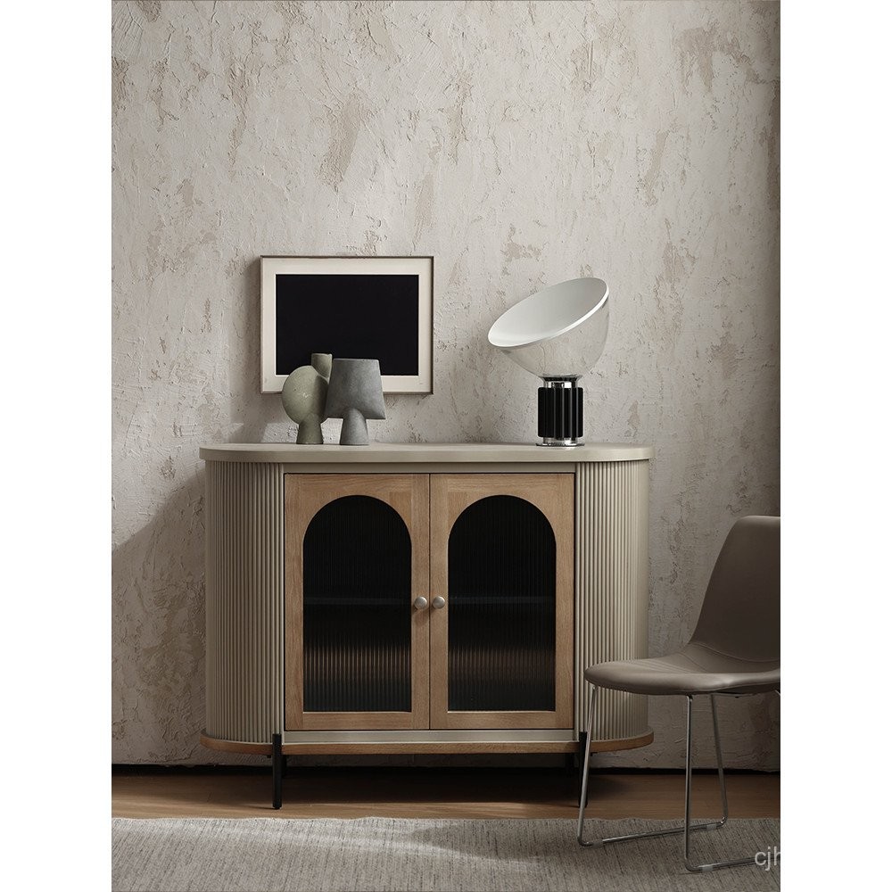 Nordic Belgian Style Modern French Country Retro Oak Glass Two-Door ...