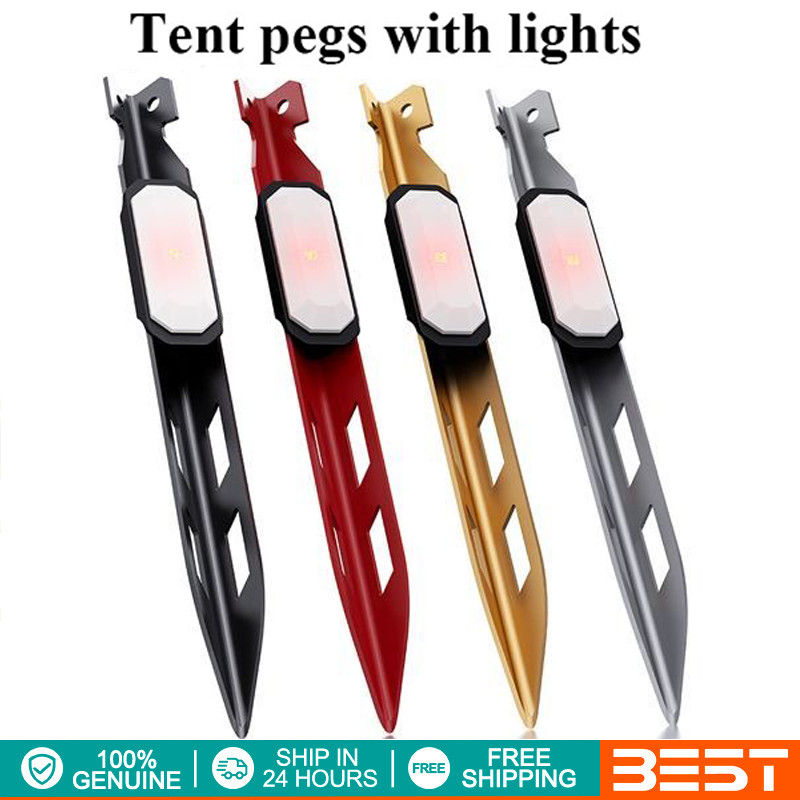 4pc Camping Tent Peg with Lamp CNC Peg LED Aluminum Trip Pegs for Tent ...