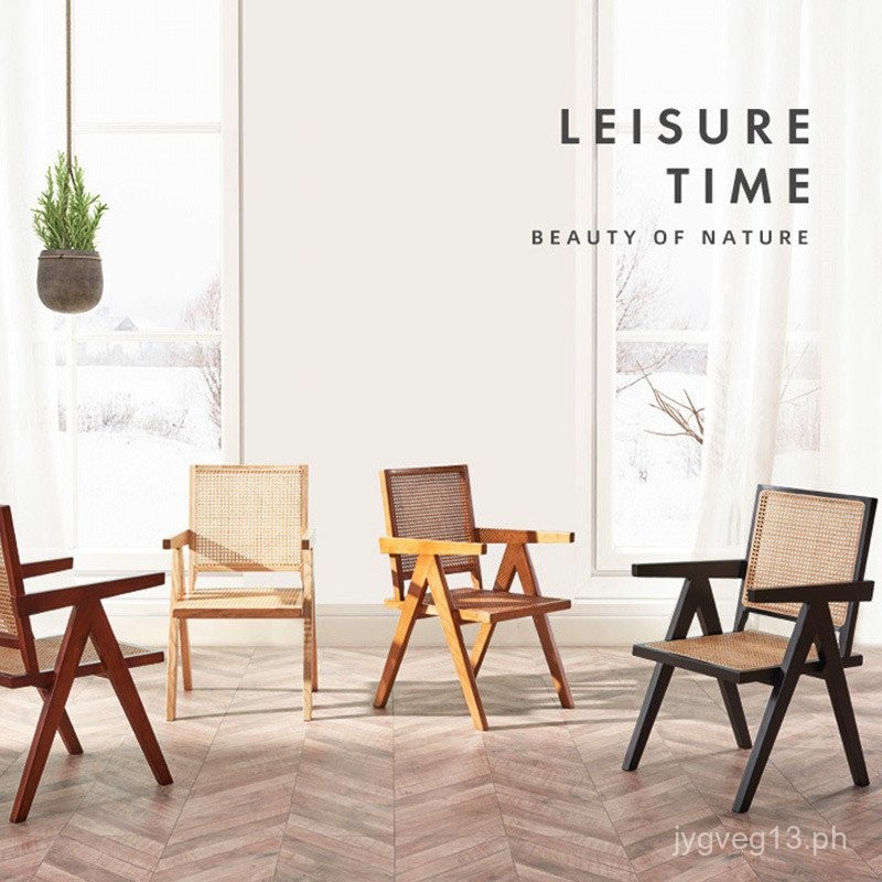 Solid Wood Rattan Chair Nordic Designer Retro Rattan Chair Book Bar ...