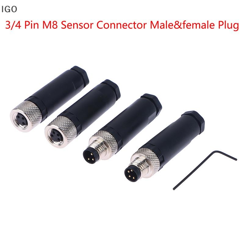 IGO M8 Sensor Connector Waterproof Male&female Plug Screw Threaded Plug ...