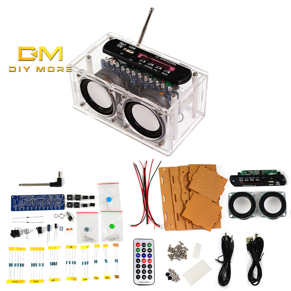 DIYMORE 87.5-108MHZ FM Radio Stereo DIY Kit Amplifier Bluetooth Speaker with Spectrum Electronic ...