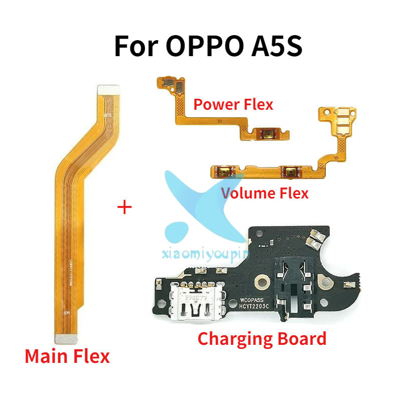 Charging Main Board Flex For OPPO A5S Power Volume Flex Charger Dock ...