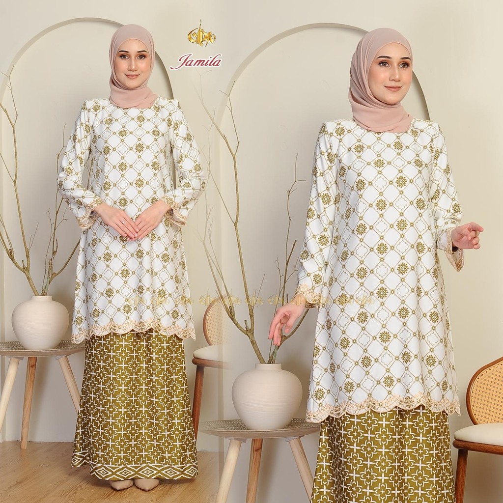 Baju Kurung Jamila Dobby Sutera Sulam Matching Raya 2025 M188 | Shopee ...