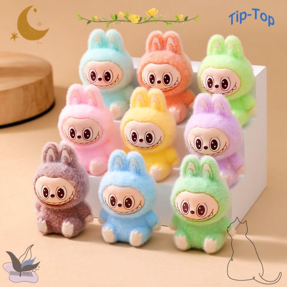 TIP-TOP Labubu Ornaments, Mini Flocking Miniature Figurines, Cute POP ...