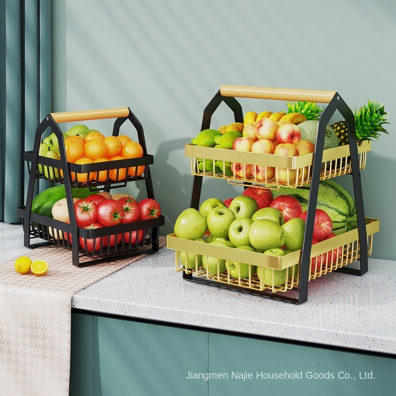 Kitchen vegetable rack countertop two-layer vegetable rack vegetable ...