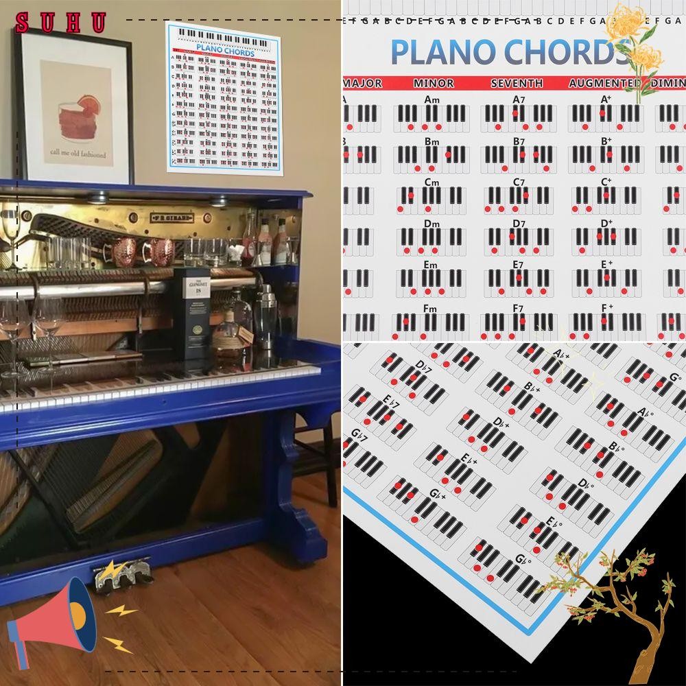SUHU Tablature Piano Chords Kids Gift Chord Chart Keyboard Instruments ...