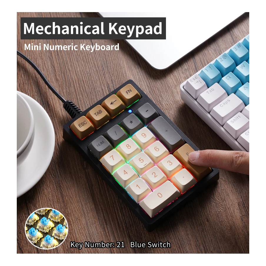 Apayado T21 Mini Numric Keypad Wired 21 Keys Mechanical Numric Keyboard ...