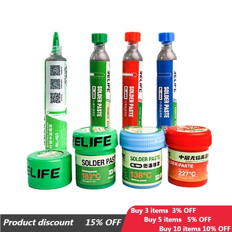 RELIFE BGA Tin Soldering Paste 138℃/183℃/227℃ Lead-Free Low/Medium/High Temperature PCB Repair ...
