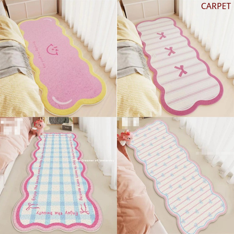 Girly Heart Pink Bow Pattern Carpet Bedroom Bedside Thickened Soft Foot ...