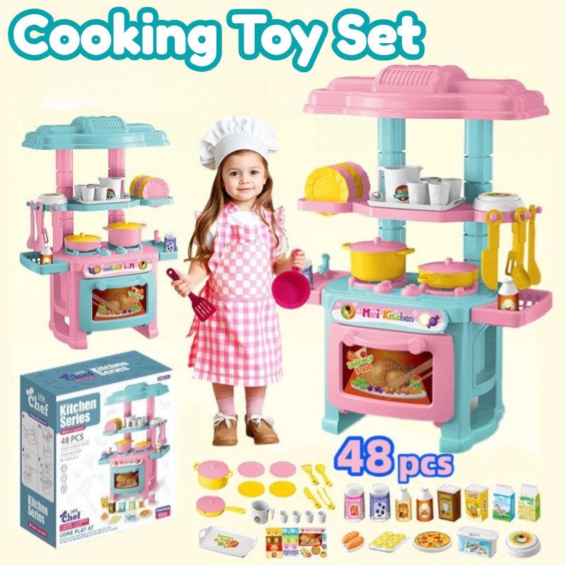 48PCS Mini Kitchen Playset Toys Kids Cooking Toys Set House Play Girl ...