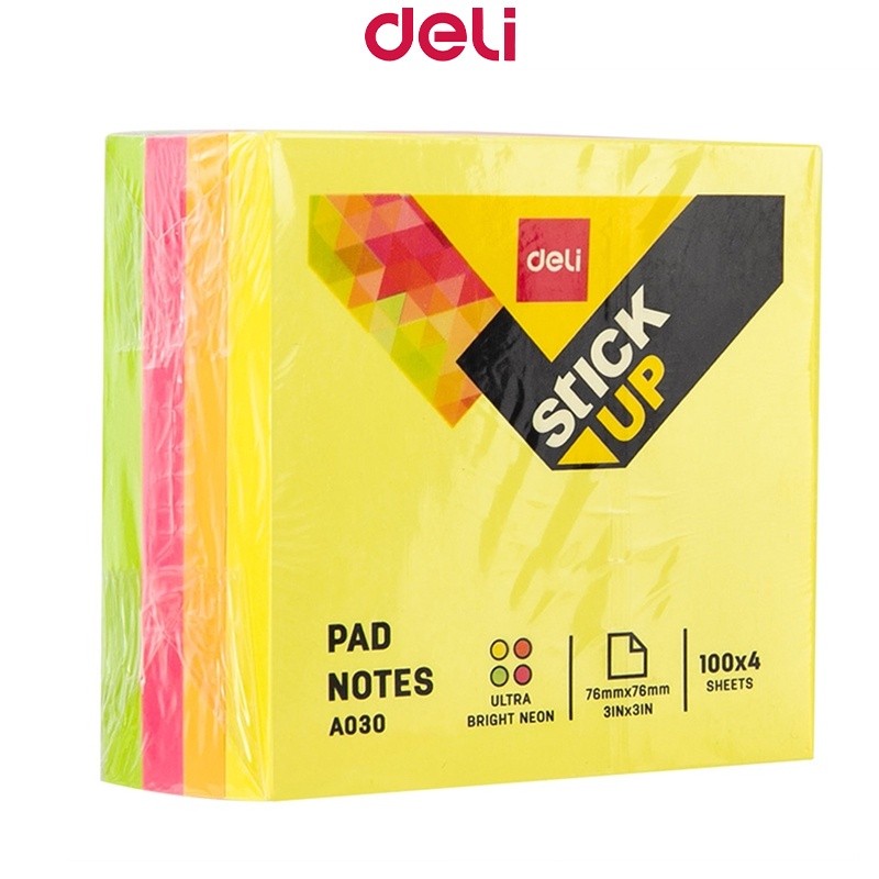 Deli EA03003 Sticky Notes Pad Notes 76×76mm 3''×3'' 4*100 sheets ...