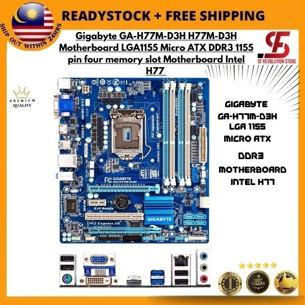Gigabyte GA-H77M-D3H H77M-D3H Motherboard LGA1155 Micro ATX DDR3 1155 ...
