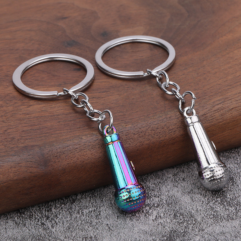 Creative Microphone Keychain Mini Simulation Small Microphone Keychain ...