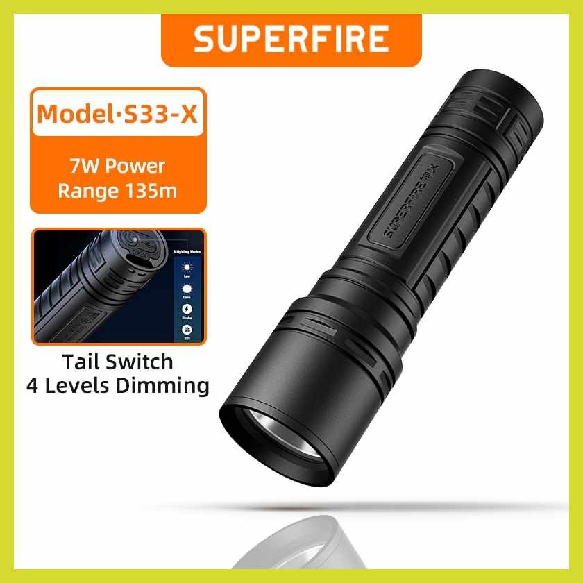 SUPERFIRE[k#S33-X}m>Flash)q>Light)F>7W)Dd>Lampu)rR>Suluh)xx>Terang)kW>LED Rechargeable Torch ...