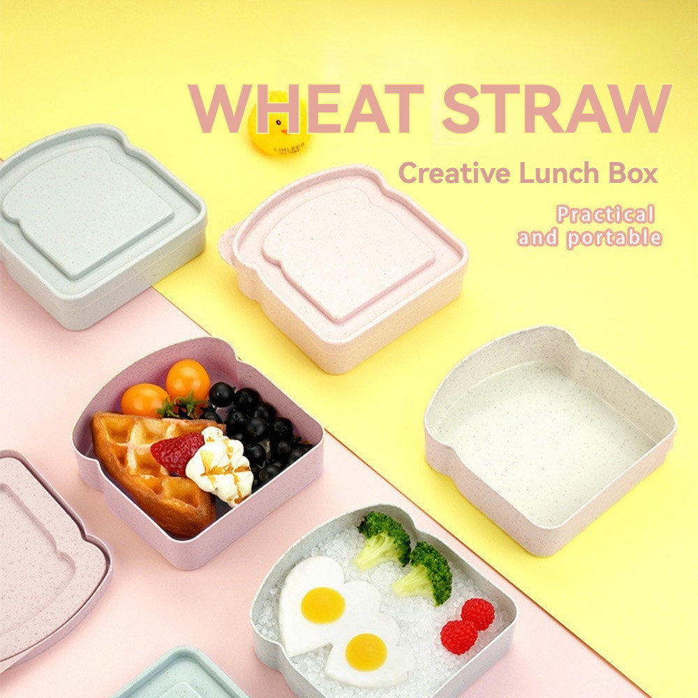 Sandwich Lunch Boxes Wheat Straw Sandwich Snack Container Food Storage ...