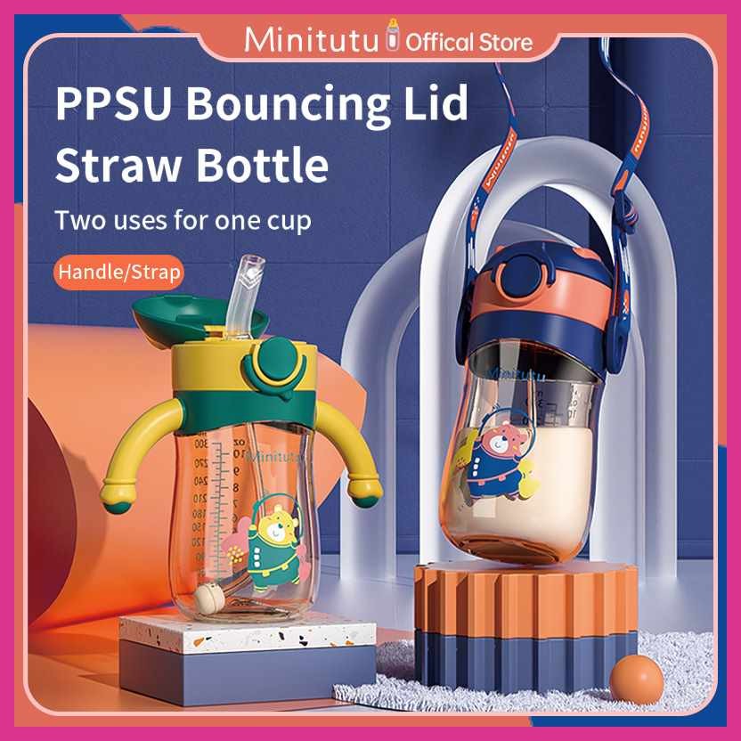Minitutu)LE>300ML+tj]PPSU>E)Wide}g)Neck}H)Straw}m)Cup}s)Bouncing}U)Lid 2 IN 1 USE with Strap V ...