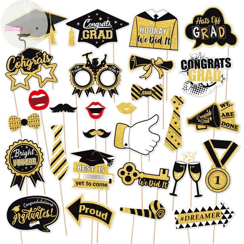 XOITR 28Pcs Graduation Photo Booth Props Kit, DIY Graduation ...