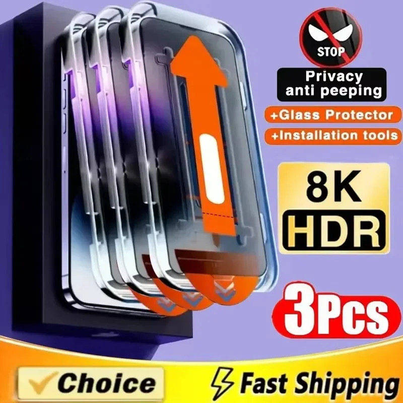 1-3Pcs Privacy Tempered Glass Dust free Installation Protector Tempered Glass For Infinix Hot 50 ...