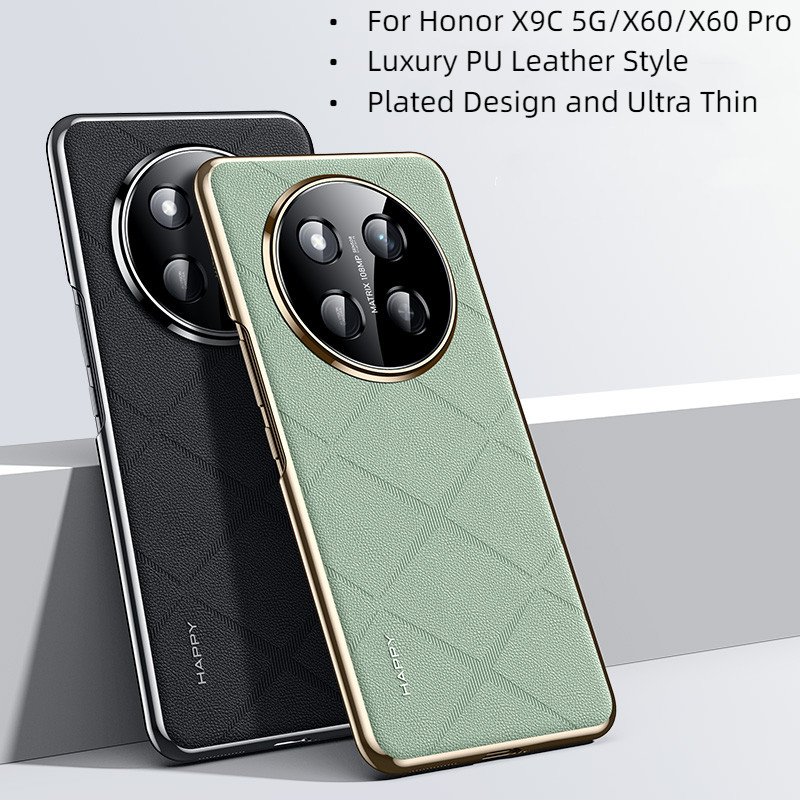 For Honor X9C 5G Case Honor X60 Pro X50 GT X50 Pro Luxury Prismatic Grid Leather Electroplated ...
