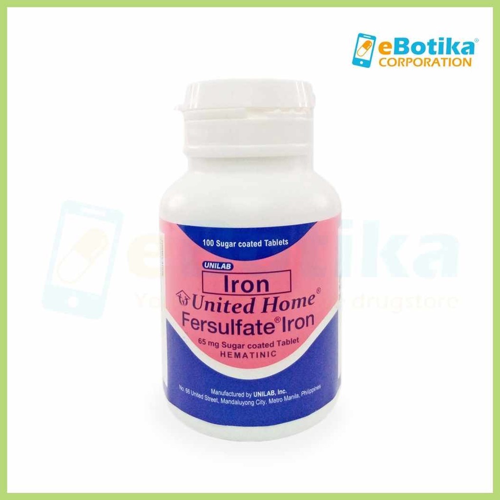 UNITED$h[HOME@Kb]Fersulfate|B=Iron(B=65mg(B=(100pcs/perBottle) | Shopee ...