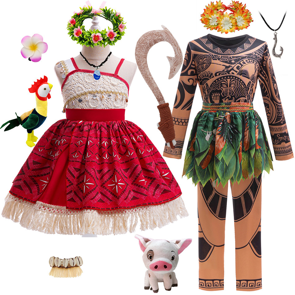 45 Moana 2 Maui Costume Little Boys Girls Vaiana Dress Up Outfits New ...