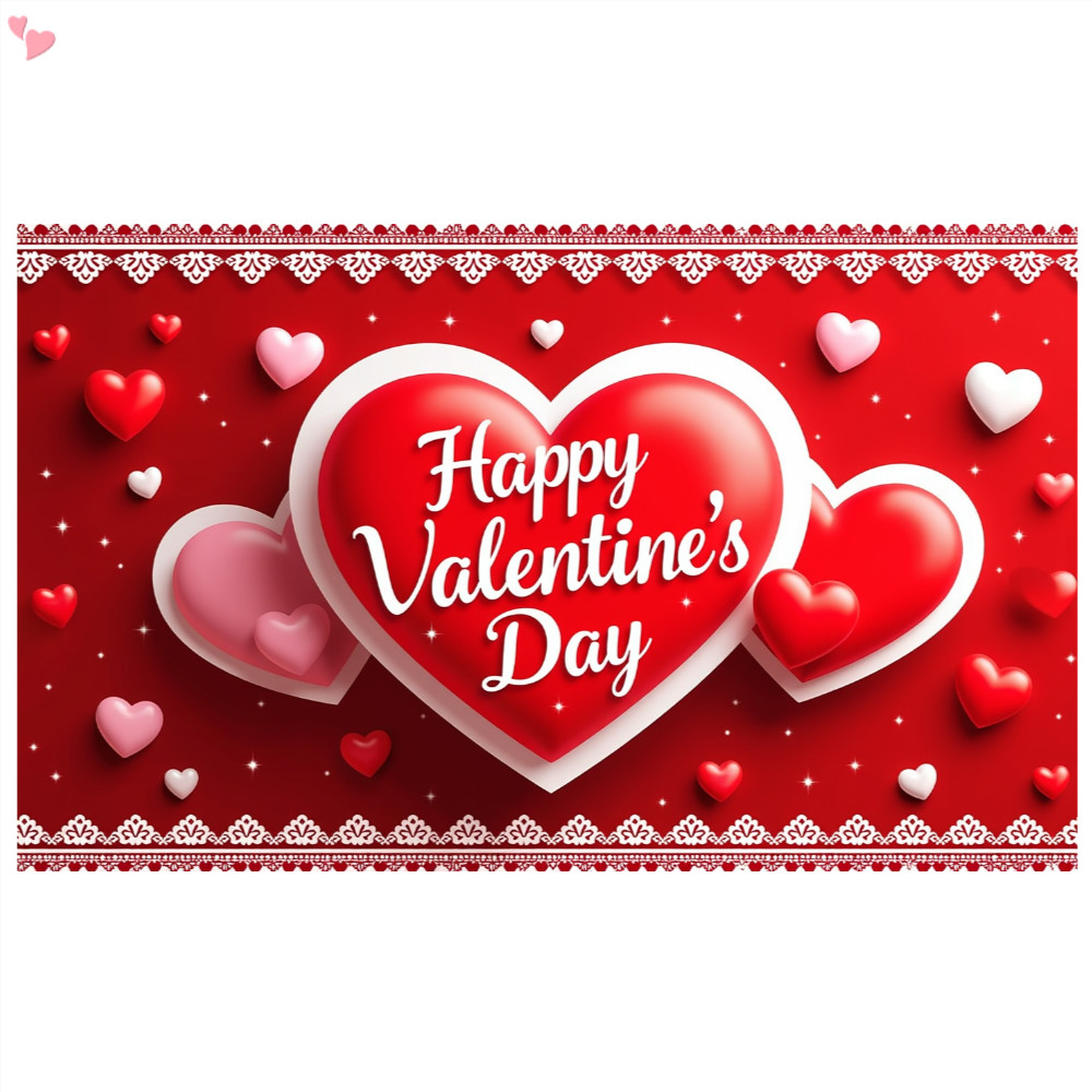 Valentine's Day Banner with Hearts and Roses Party Background ...