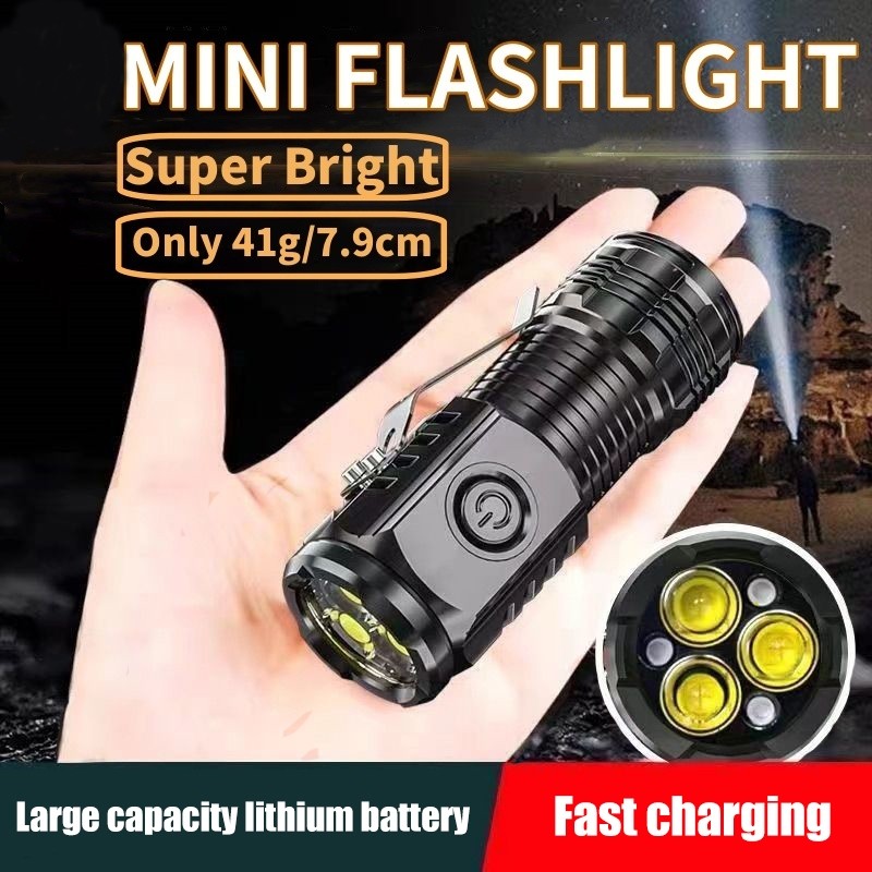 MINI Rechargeable LED Flashlight USB Waterproof Flashlight Adjustable ...