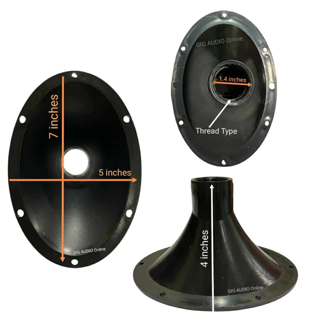 7" x 5"x 4" depth Oval Speaker Box Horn Tweeter Thread Type (1.4" exit ...