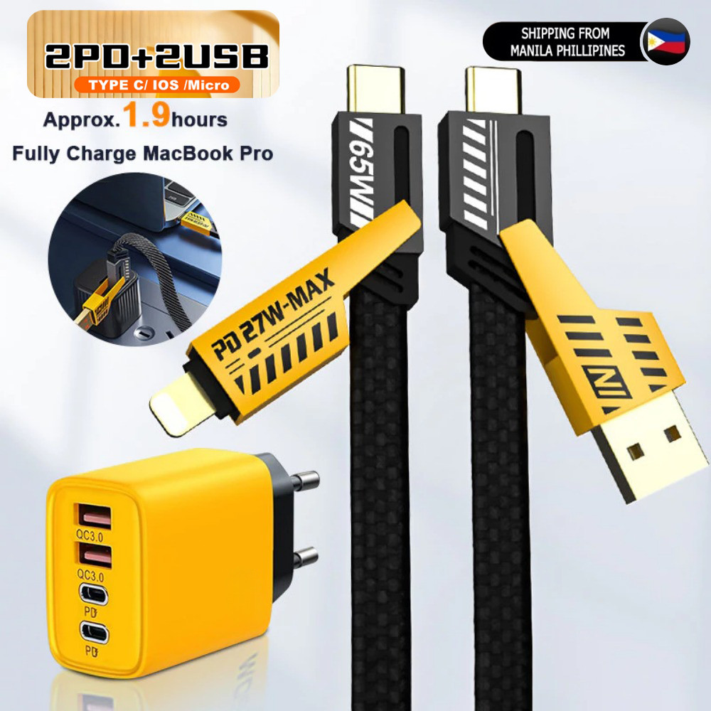 For Wear-resistant data cable 4 in 1/Charging Head 240W Fast Charging ...