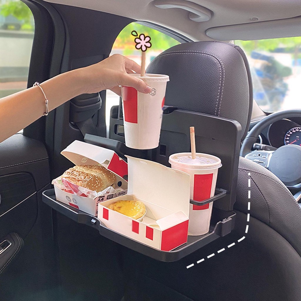 Car Back Seat Food Tray Black ABS Car Tray Dining Table Work Desk ...