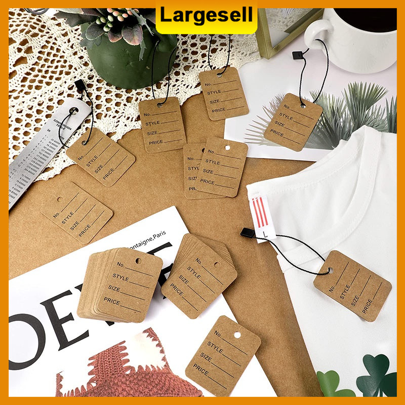 1000Pcs String Clothing Garment Card Label Kraft Paper Price Tag Store ...