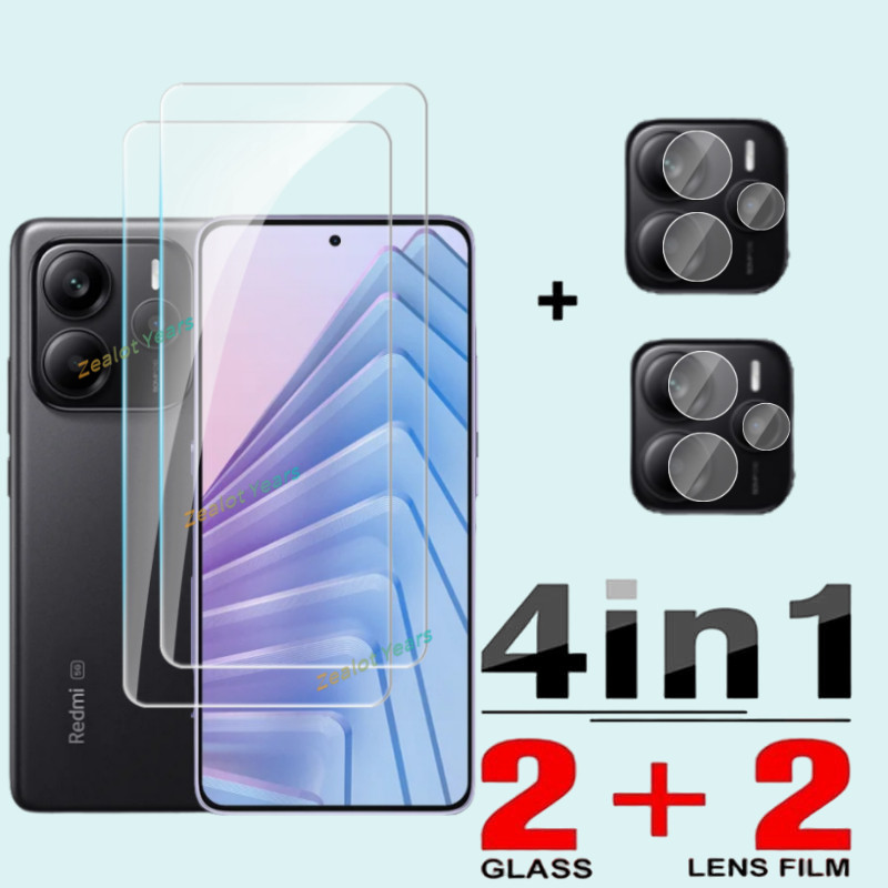 4in1 Tempered Glass For Redmi Note 14 4G 5G Note14 Full Cover Front ...