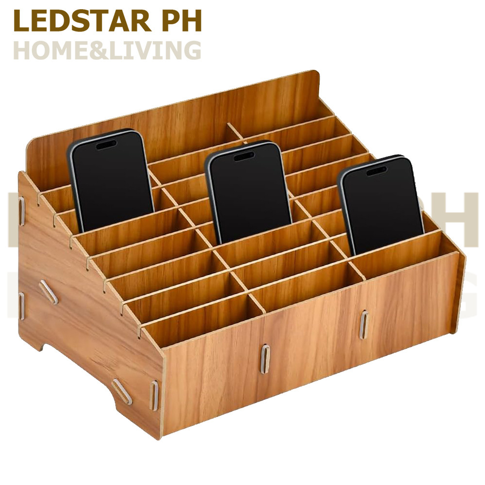 36/24/12 Grid Wooden Cell Phone Storage Box Multifunctional Cell Phone ...