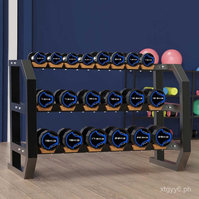 Gym-Specific Rubber-Coated Fixed Weight Dumbbell Set Combination for ...