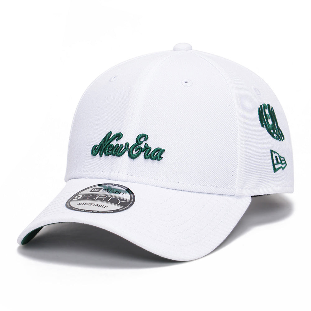 New Era Script Archive White 9FORTY Velcro Strap Adjustable Cap ...
