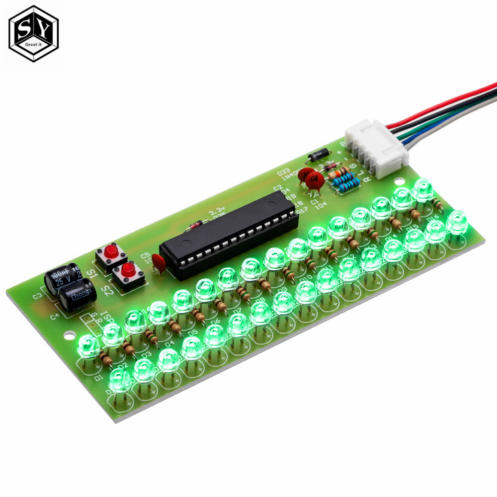 MCU Adjustable Display Pattern LED VU Meter Level Indicator Amplifier Audio 16 LED Dual Channel ...