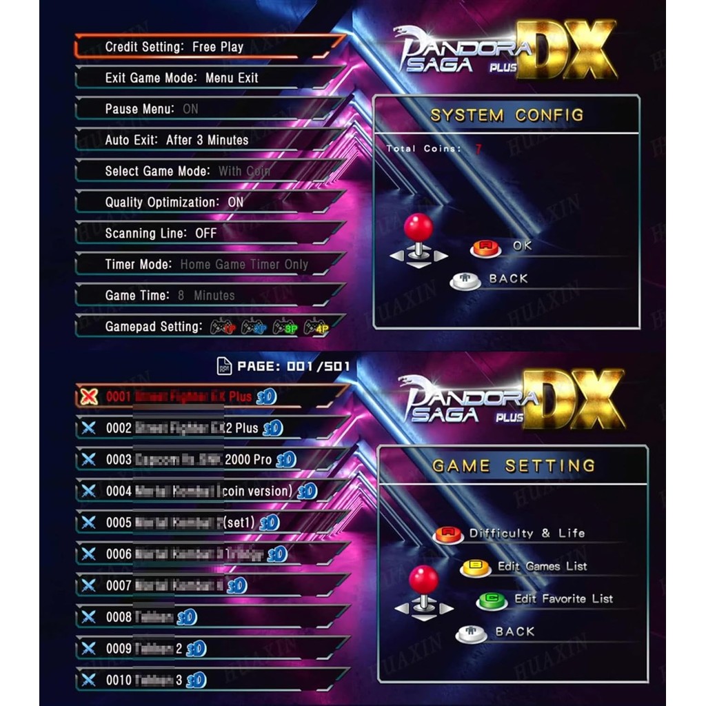 Pandora Saga DX Plus 3000 Horizontal + 516 Vertical Games, 3 Sides ...