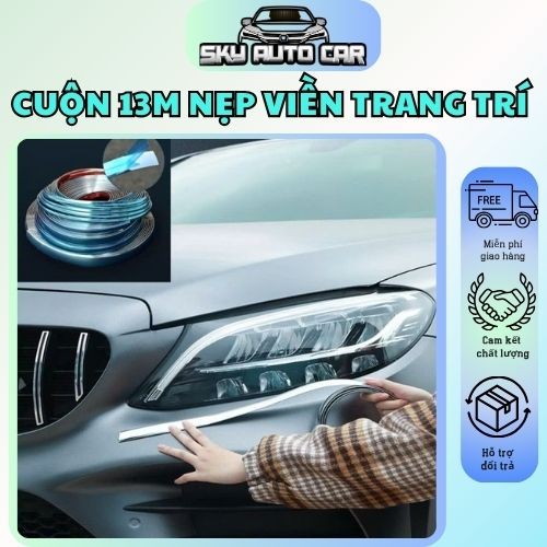 (TYPE 1) Roll of 13M Chrome-plated Car Glass Trim Decorative Trim, 1cm ...