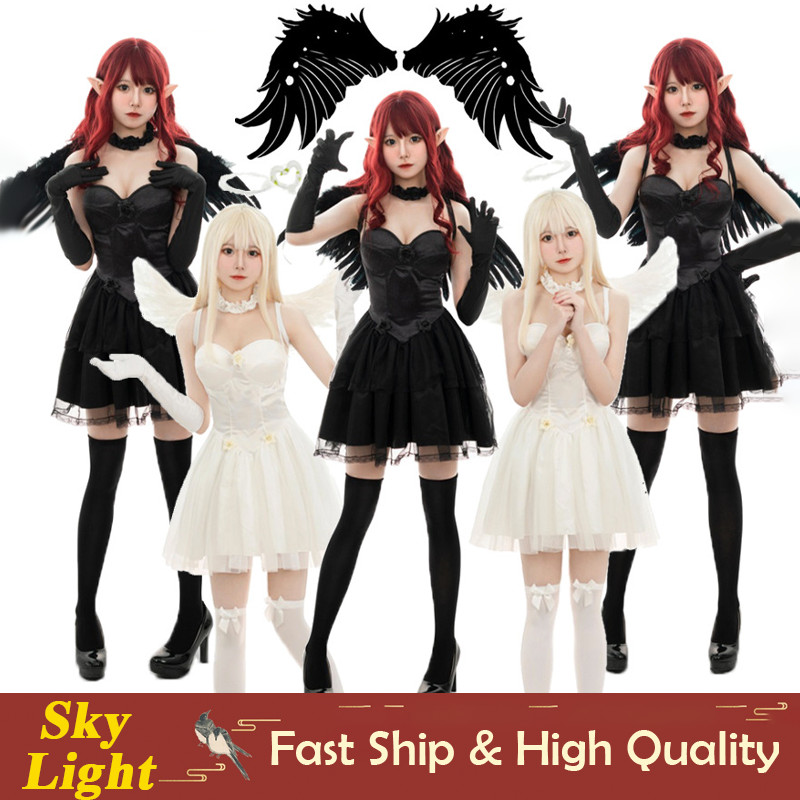Black Devil White Angel Cosplay Costume Sexy Dress For Woman Adult ...