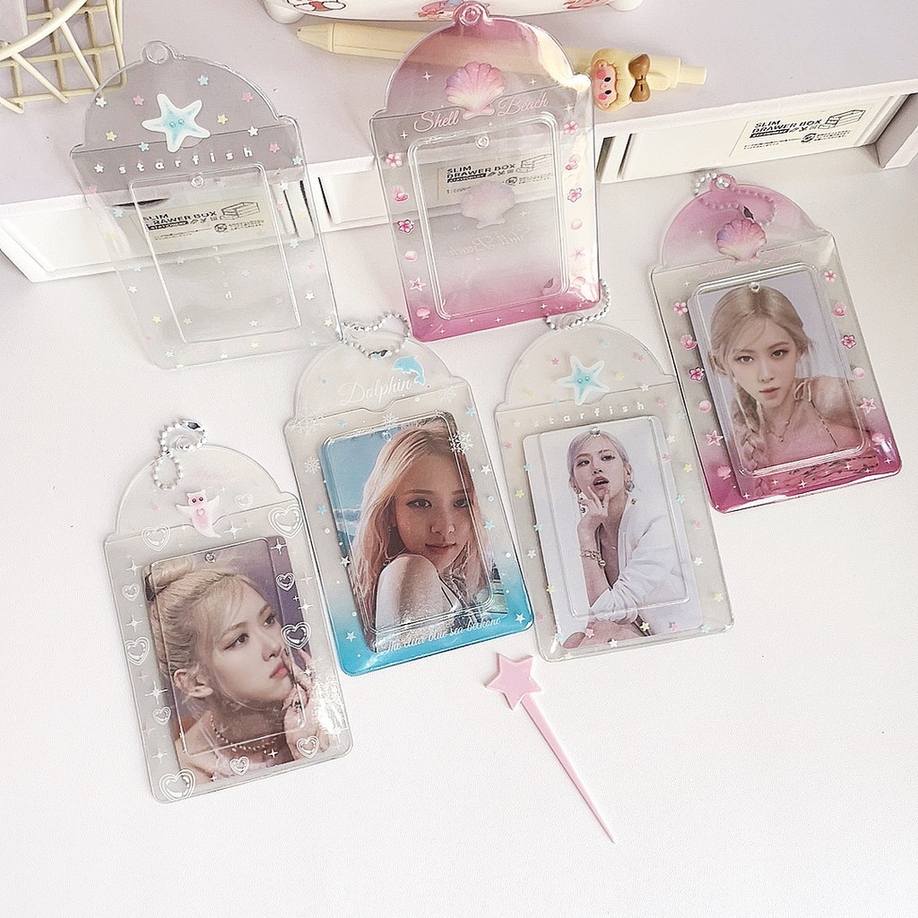 Ins Underwater World Mermaid Starfish Shell PVC Card Holder 3 Inch ...