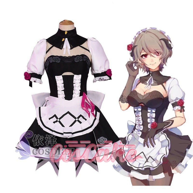 Honkai Impact 3 cos Rita Rossweisse Cosplay Maid costume set and wig ...