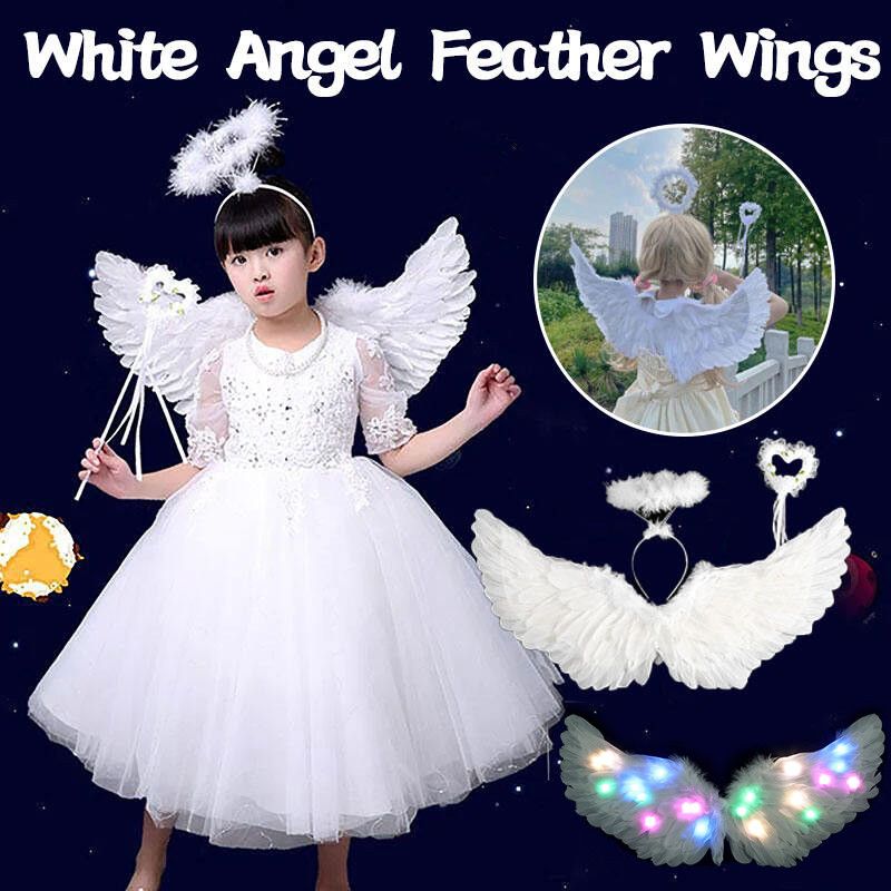 4 in 1 Luminous Angel Feather Wings Festival Performance Party Favor ...
