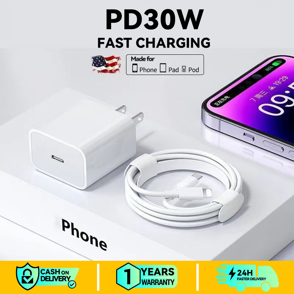 30W Original USB C PD Fast Charging Adapter Fast Charger for iPhone 8 X XS XR 11 12 13 14Pro Max ...