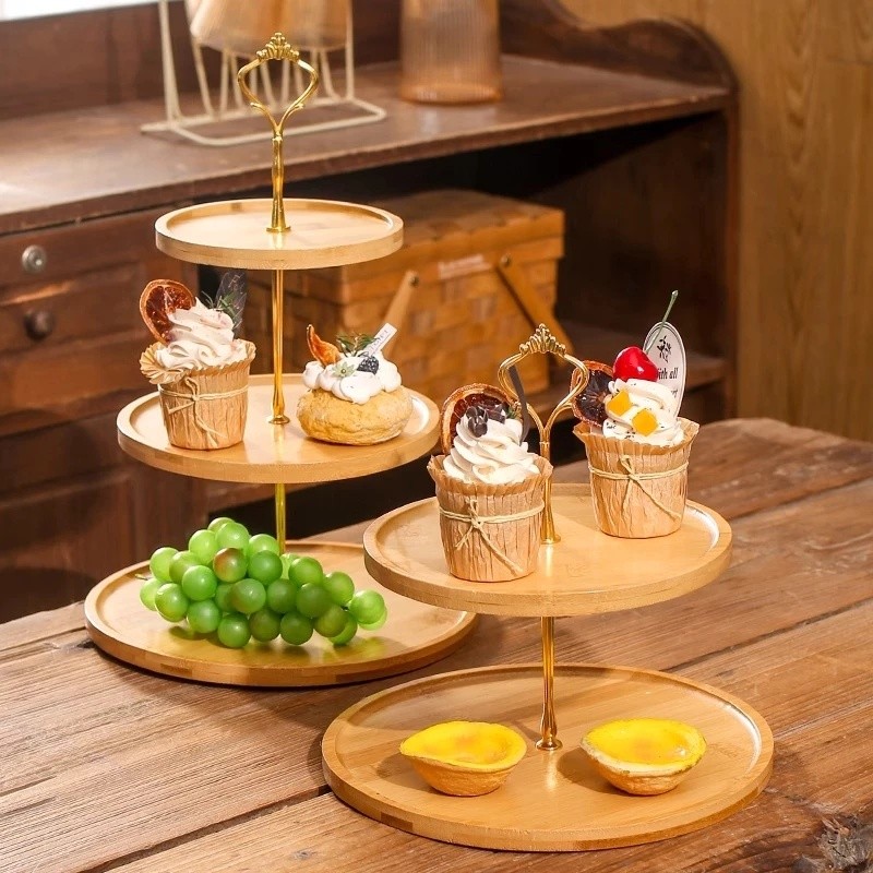 2/3Layer Wooden Dessert Stand Tray Tea Dessert Kuih Raya Cake Stand ...