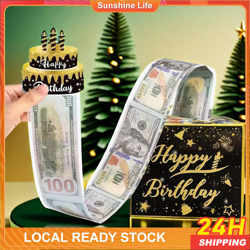 Cash Pull Gift Boxs Cash Money Clip Birthday Cake Decoration Paper Cash ...