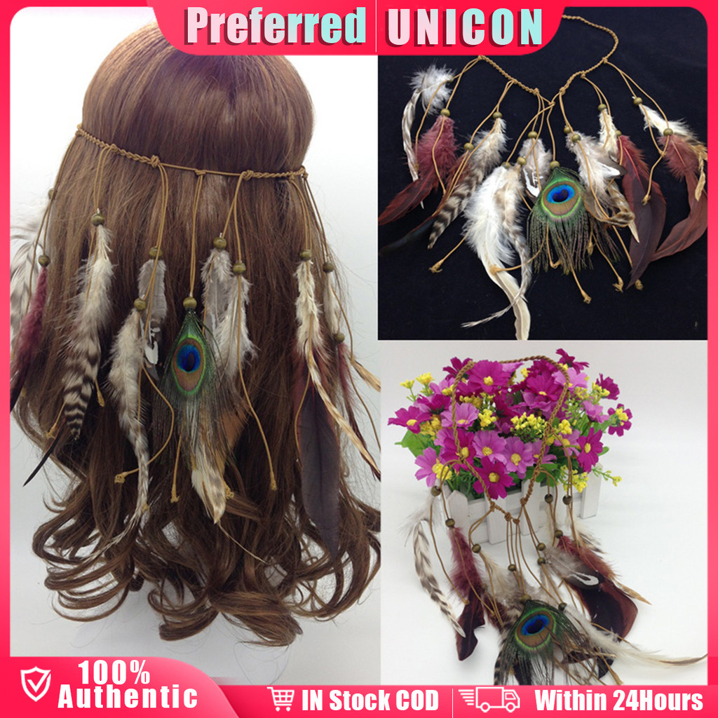 Fashion Boho Feathers Headbands Hippie Indian Headpiece Native American ...